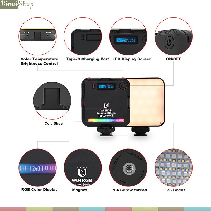 Luxceo W64 RGB - Đèn LED Hỗ Trợ 20 Hiệu Ứng Cho Quay Phim, Chụp Hình – BINAI