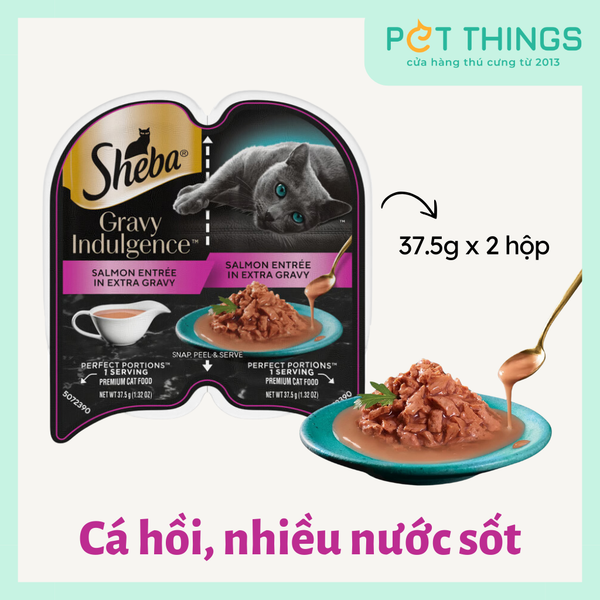 Sheba Gravy Indulgence 37.5gx2 tray - Salmon Entrée in Extra Gravy ...