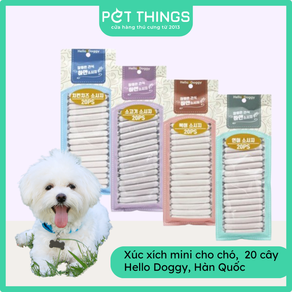 20 cây Xúc Xích Mini cho Chó Hello Doggy White Sausage Korean Dog Trea ...
