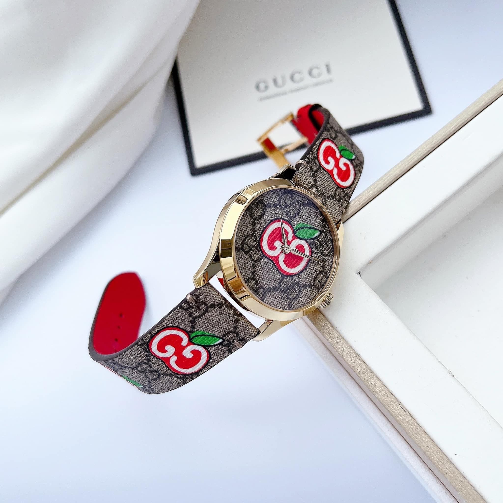 Gucci G-Timeless Apple Canvas YA1264158 38mm - Đồng Hồ Nữ - Chính Hãng – PhongWatch