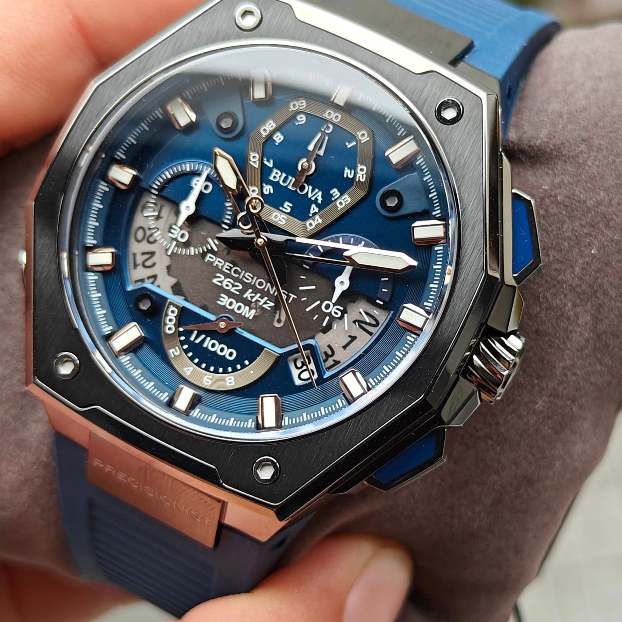 Bulova Precisionist Chronograph Quartz Blue Dial 98B357 - Đồng Hồ Na ...