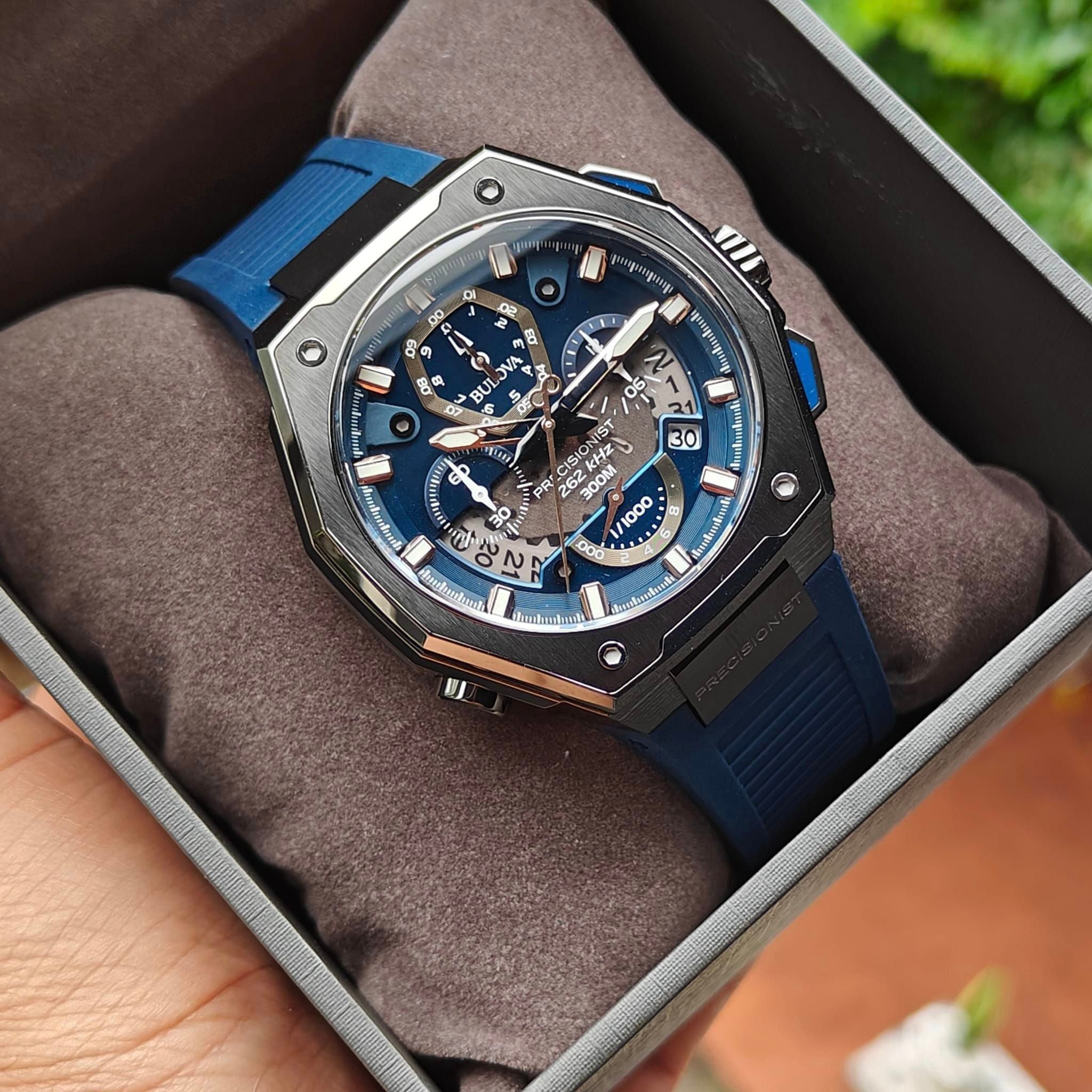 Bulova Precisionist Chronograph Quartz Blue Dial 98B357 - Đồng Hồ Na ...