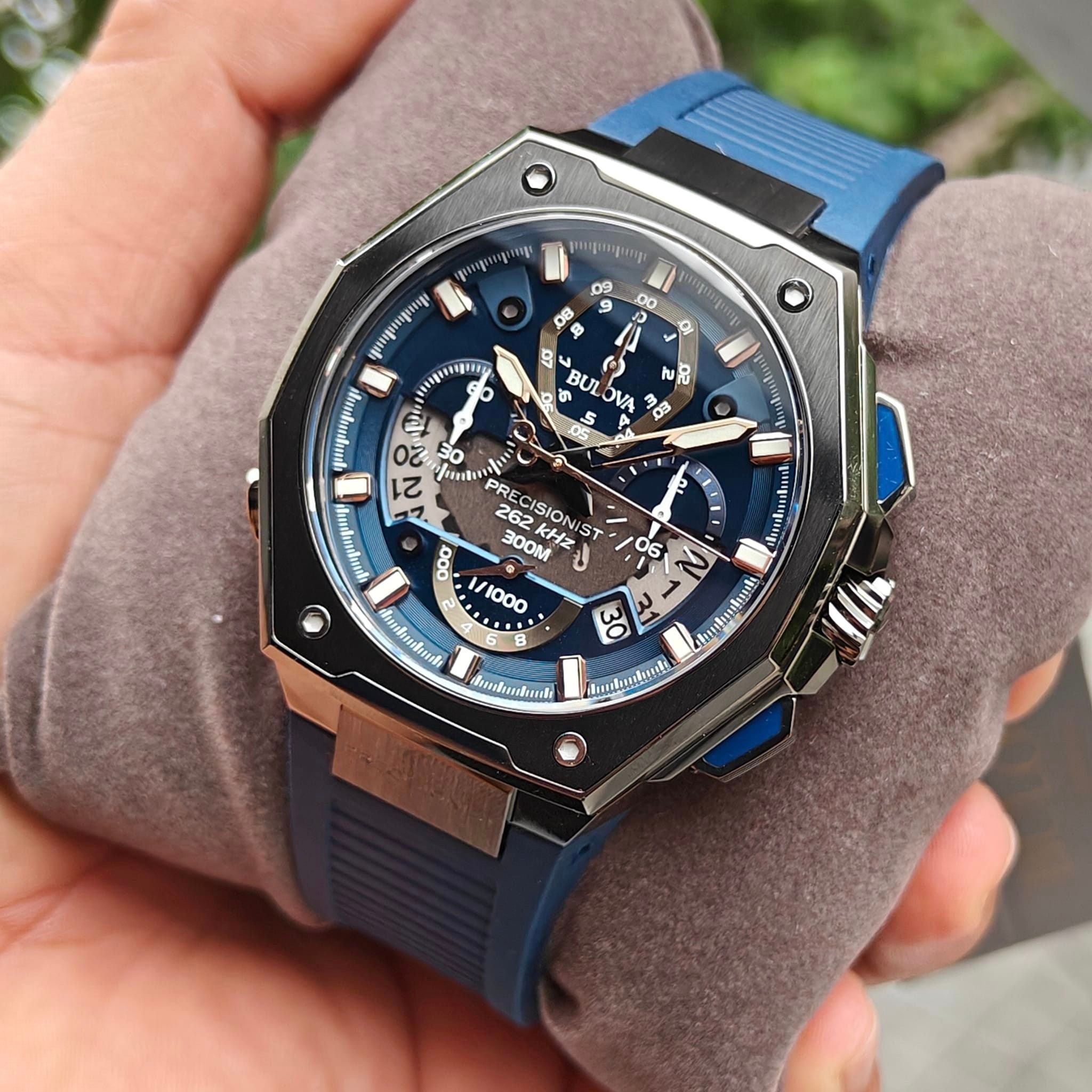 Bulova Precisionist Chronograph Quartz Blue Dial 98B357 - Đồng Hồ Na ...