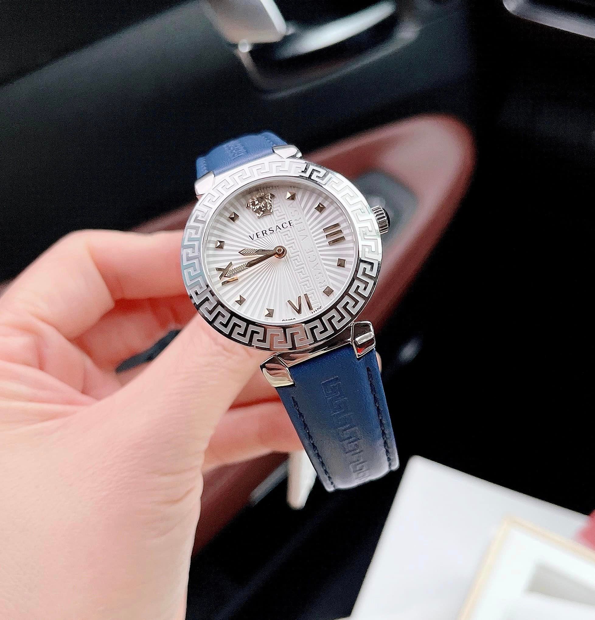 Versace Greca Icon White Dial Blue Leather VEZ600121 36mm - Đồng Hồ Nữ ...