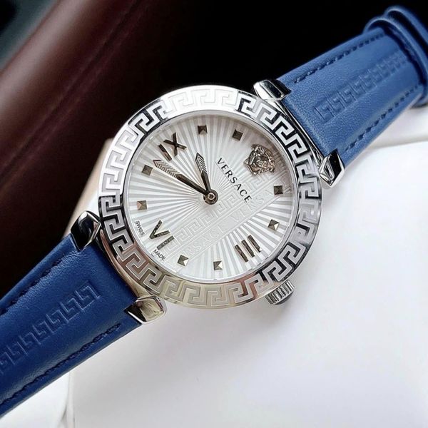 Versace Greca Icon White Dial Blue Leather VEZ600121 36mm - Đồng Hồ Nữ ...