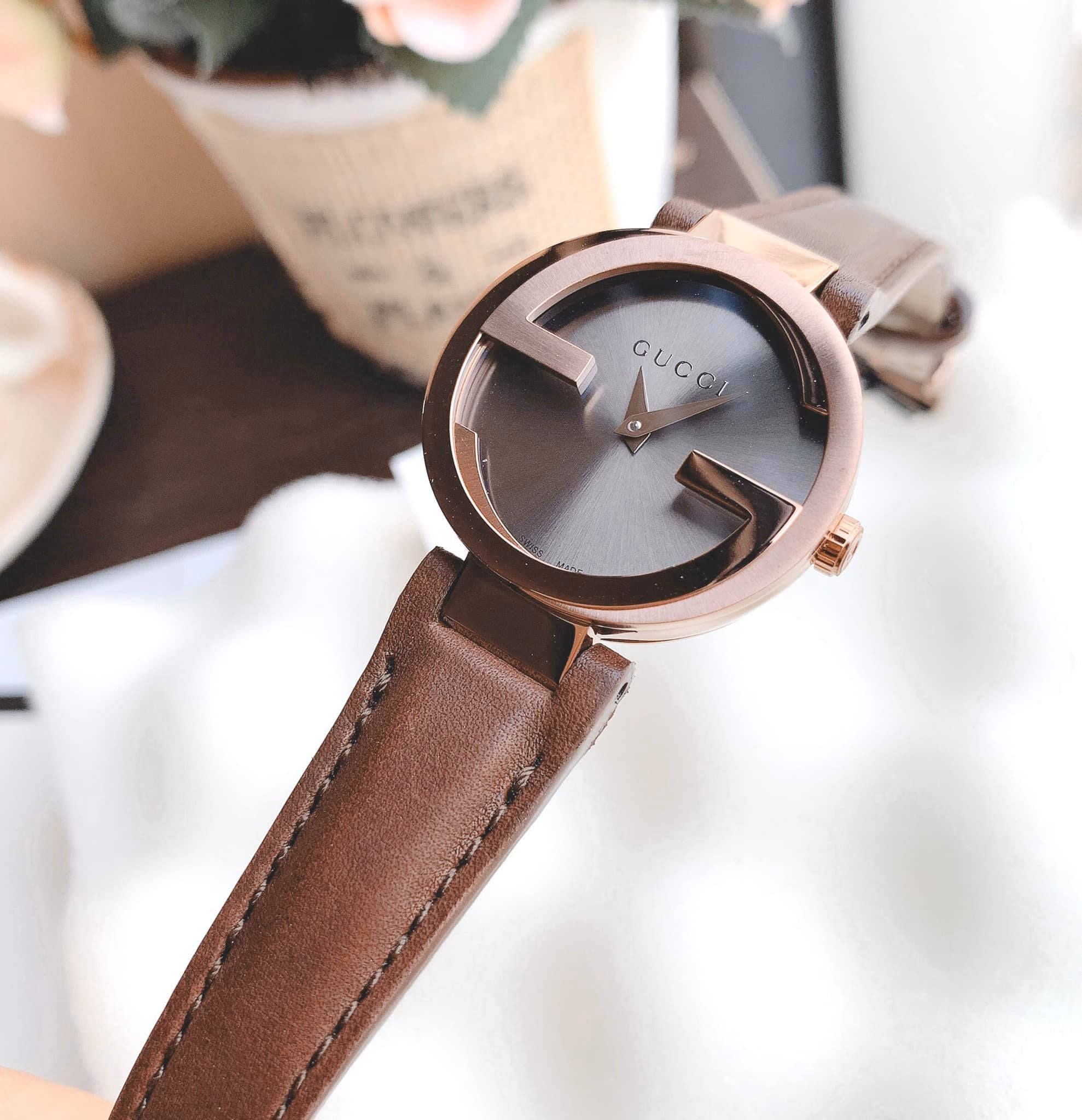 Gucci Interlocking G Brown Dial Brown PVD Leather YA133504 29mm - Nữ ...