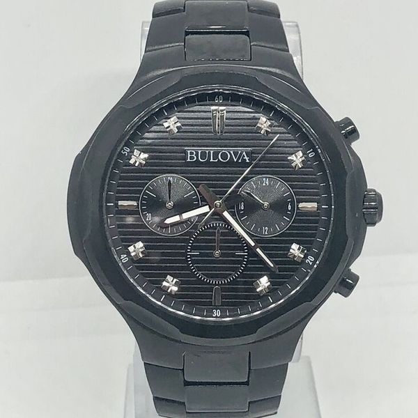 Bulova Quartz 98D147 Chronograph Diamond Accent Black IP - Đồng Hồ Nam ...