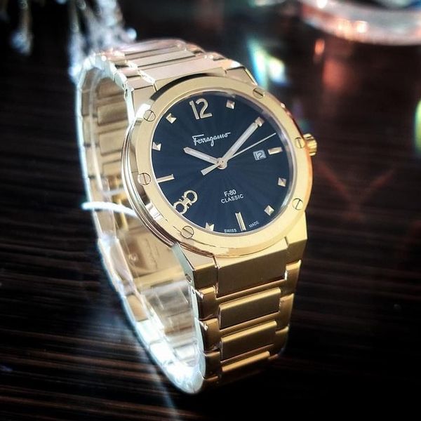 Salvatore Ferragamo F80 Classic 38mm Watch In Black gold 38mm - Đồng H ...