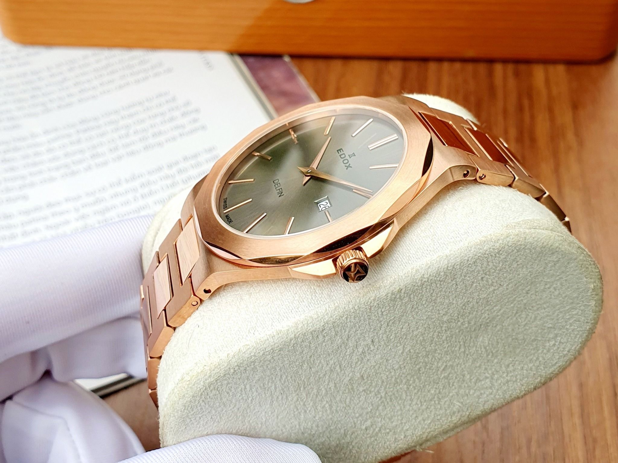 Edox Delfin Rose Gold Steel 71289-37RM-AIR ( 7128937RMAIR ) – PhongWatch