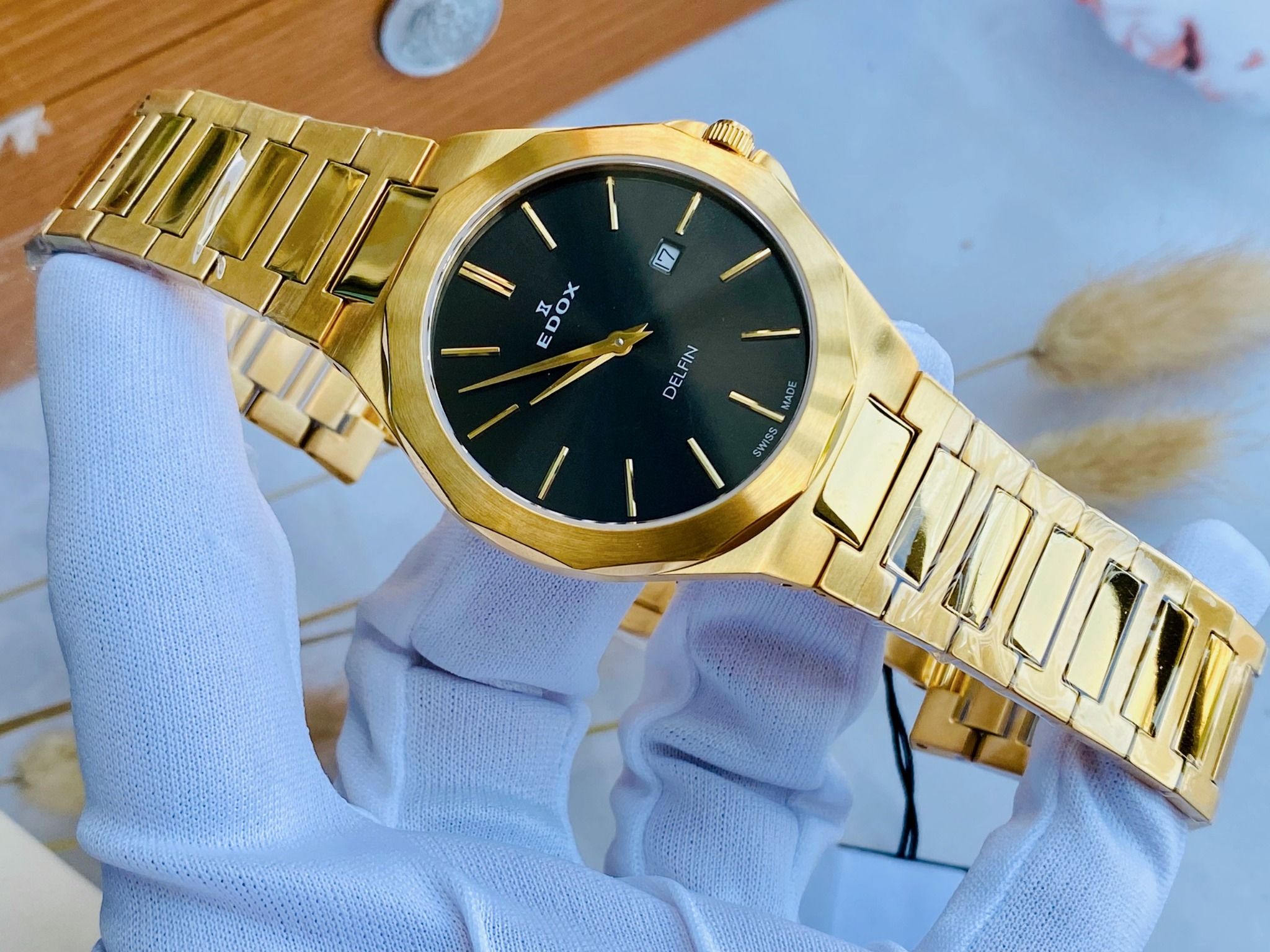 Edox Delfin Gold Steel 71289-37JM-NID ( 7128937JMNID ) - Đồng Hồ Nam ...