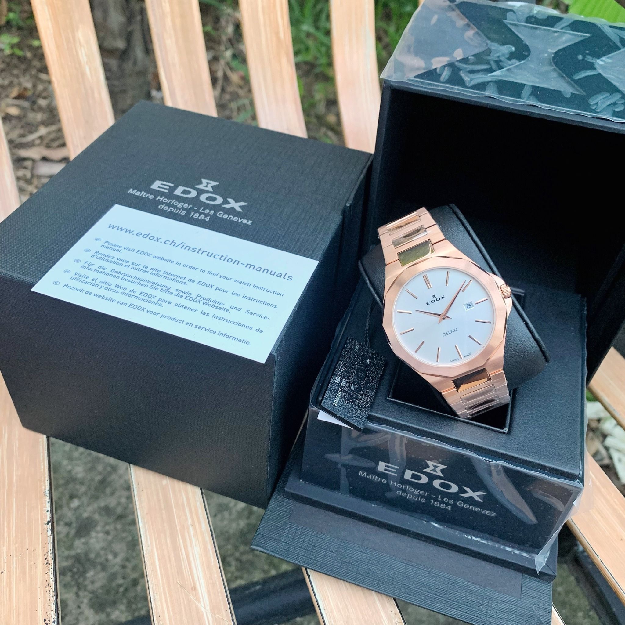 Edox Delfin Rose Gold Steel 71289-37RM-AIR ( 7128937RMAIR ) – PhongWatch