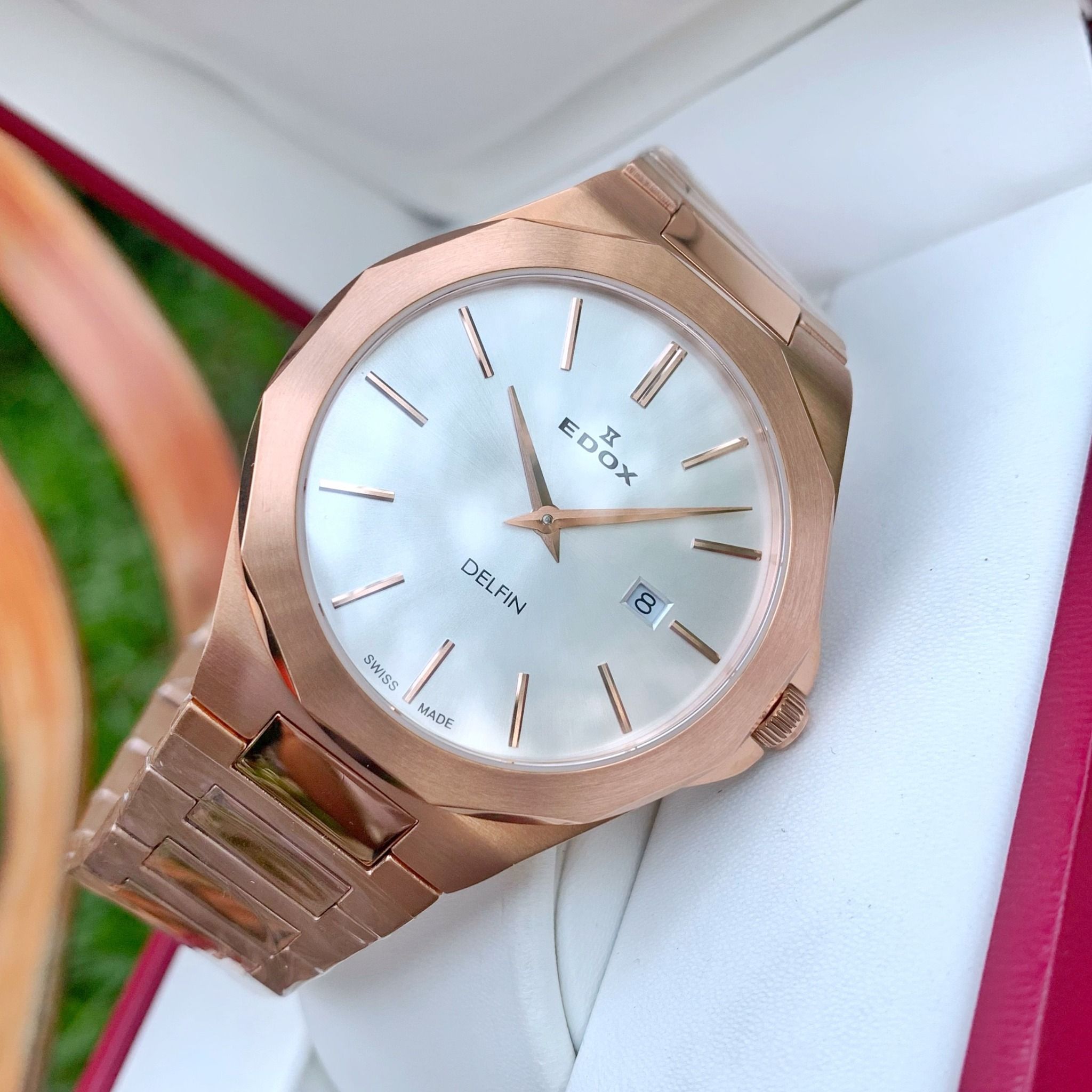 Edox Delfin Rose Gold Steel 71289-37RM-AIR ( 7128937RMAIR ) – PhongWatch