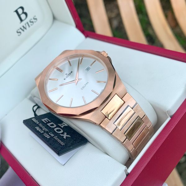 Edox Delfin Rose Gold Steel 71289-37RM-AIR ( 7128937RMAIR ) – PhongWatch