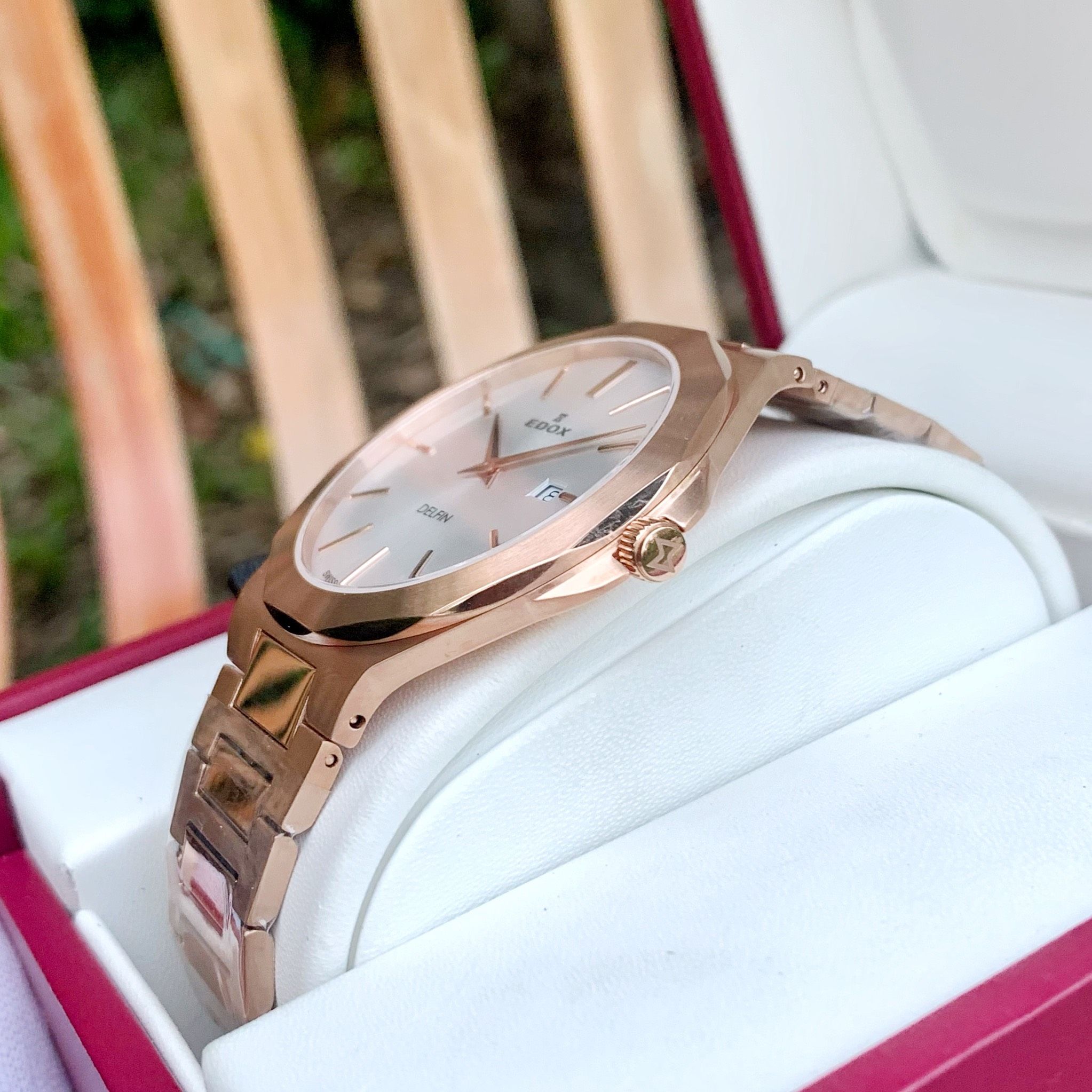Edox Delfin Rose Gold Steel 71289-37RM-AIR ( 7128937RMAIR ) – PhongWatch