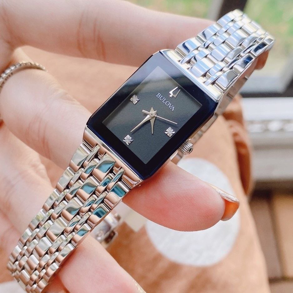Bulova Quadra Diamond Black Dial 96P202 - Đồng Hồ Nữ – PhongWatch