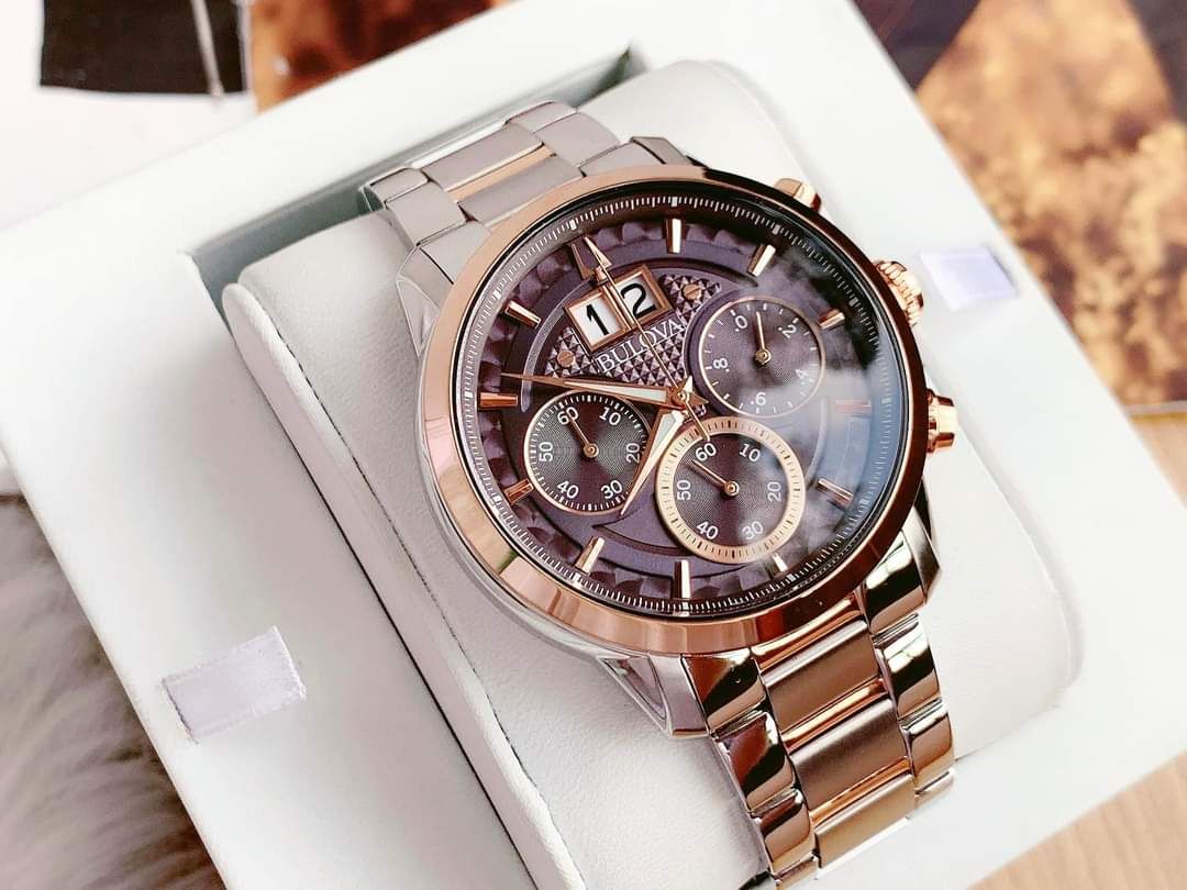 Bulova Quartz 98B335 Sutton Six-Hand Chronograph Gray Dial Watch ...