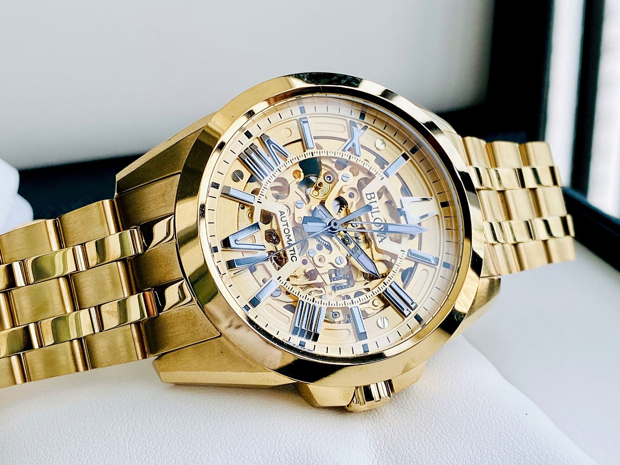 Bulova 97A162 Shutton Automatic Gold Skeleton - Đồng Hồ Nam – PhongWatch