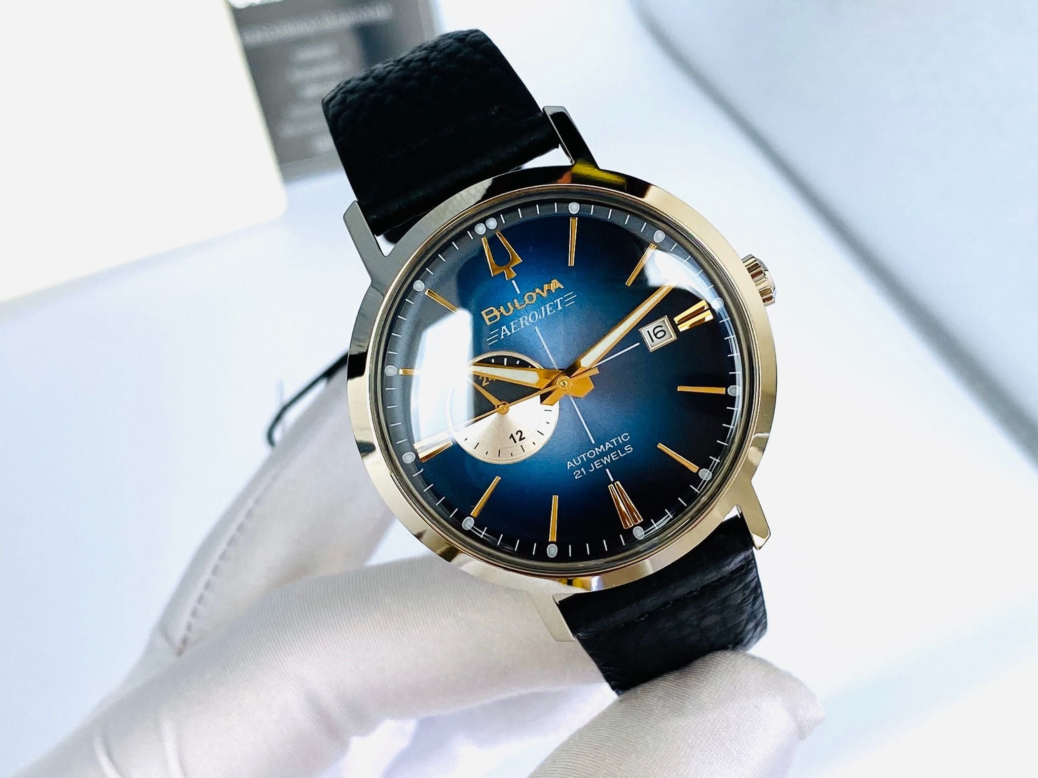 Bulova Aerojet Chronograph Automatic Blue Sunray Dial 96B374 – PhongWatch