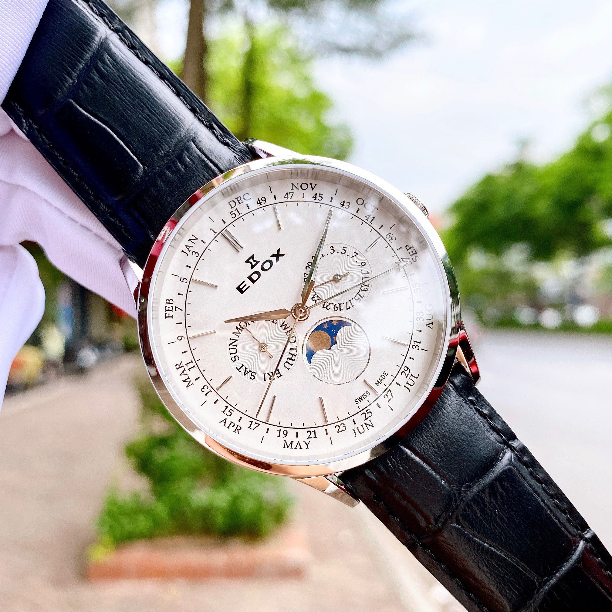 Edox Quartz Les Vauberts Moonphase 40101-3C-AIN - Đồng Hồ Nam – PhongWatch