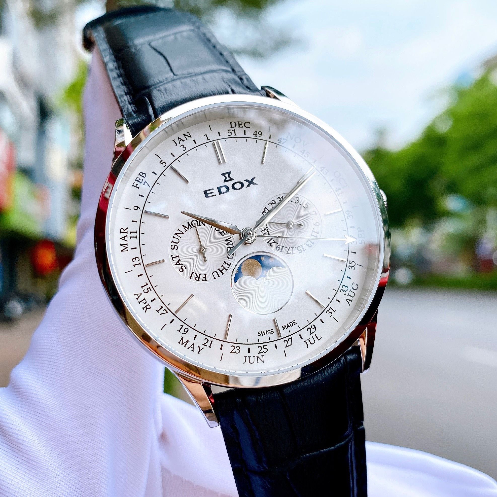 Edox Quartz Les Vauberts Moonphase 40101-3C-AIN - Đồng Hồ Nam – PhongWatch