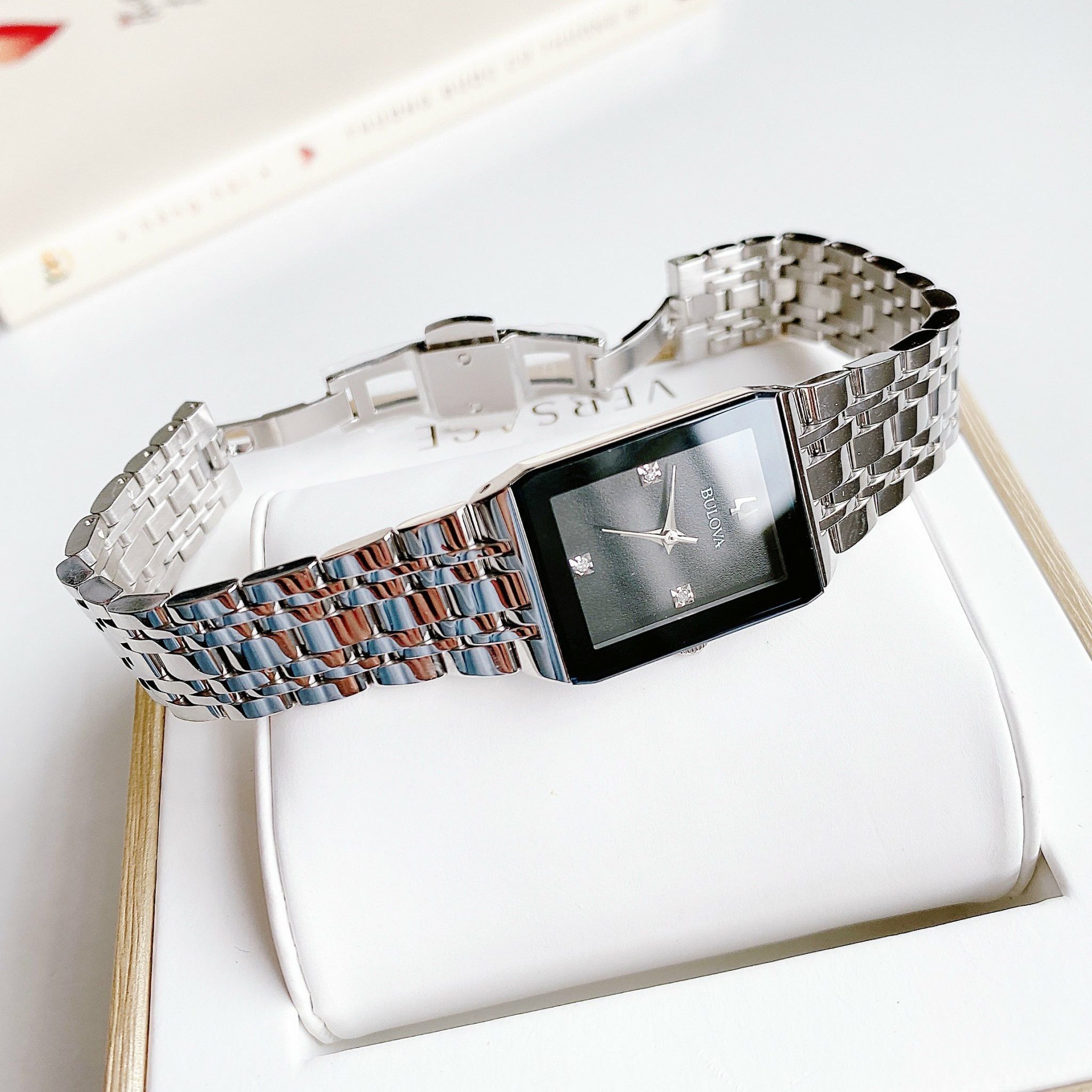 Bulova Quadra Diamond Black Dial 96P202 - Đồng Hồ Nữ – PhongWatch