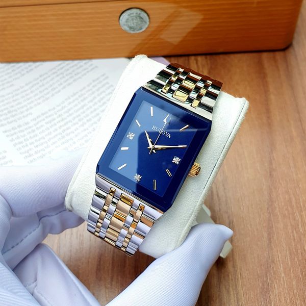 Bulova Quadra Diamond Black Dial Two Tone 98D154 - Đồng Hồ Nam – PhongWatch