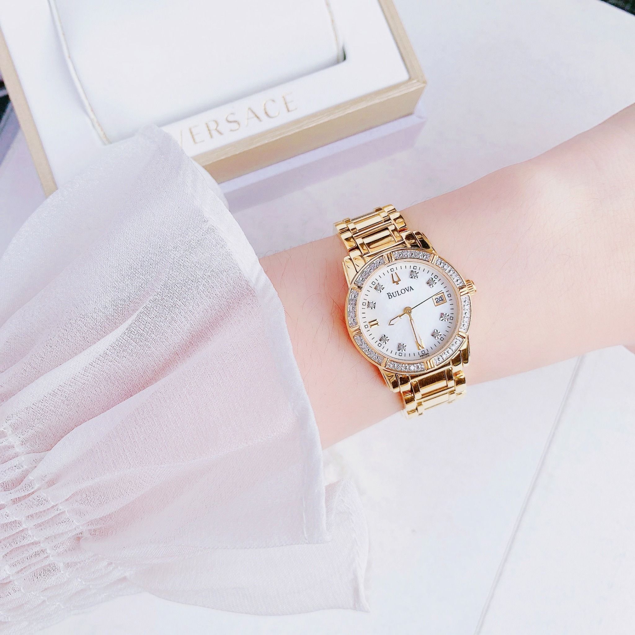 Bulova Quartz 98R165 Diamond Accented Calendar Watch - Đồng Hồ Nữ - Ch ...