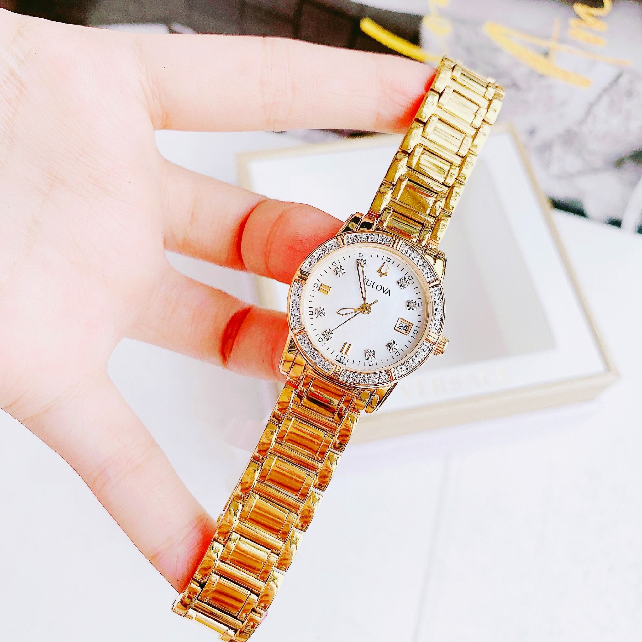 Bulova Quartz 98R165 Diamond Accented Calendar Watch - Đồng Hồ Nữ - Ch ...