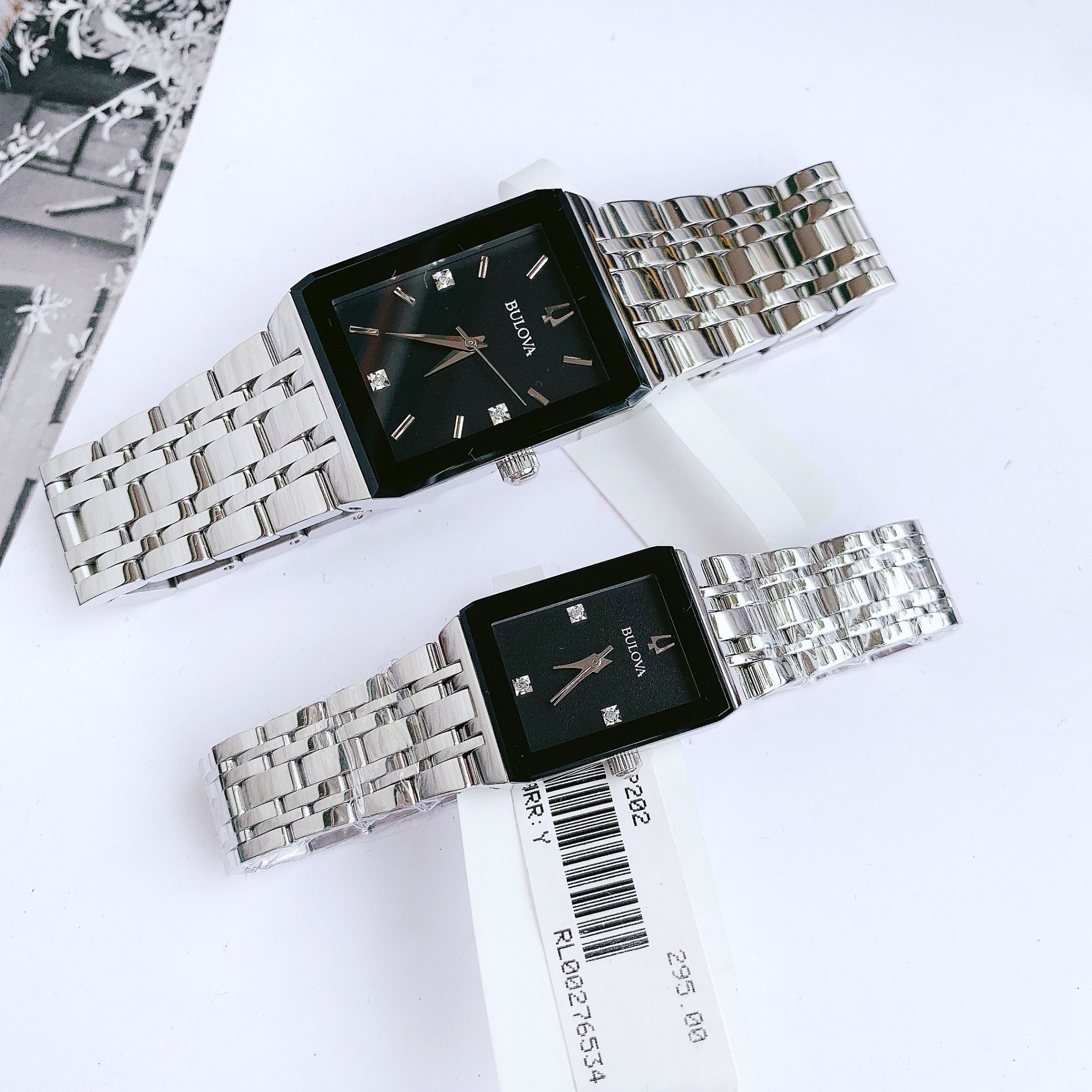 Đồng hồ Cặp Bulova Quadra Diamond Black Dial 96P202 và 96D145 – PhongWatch