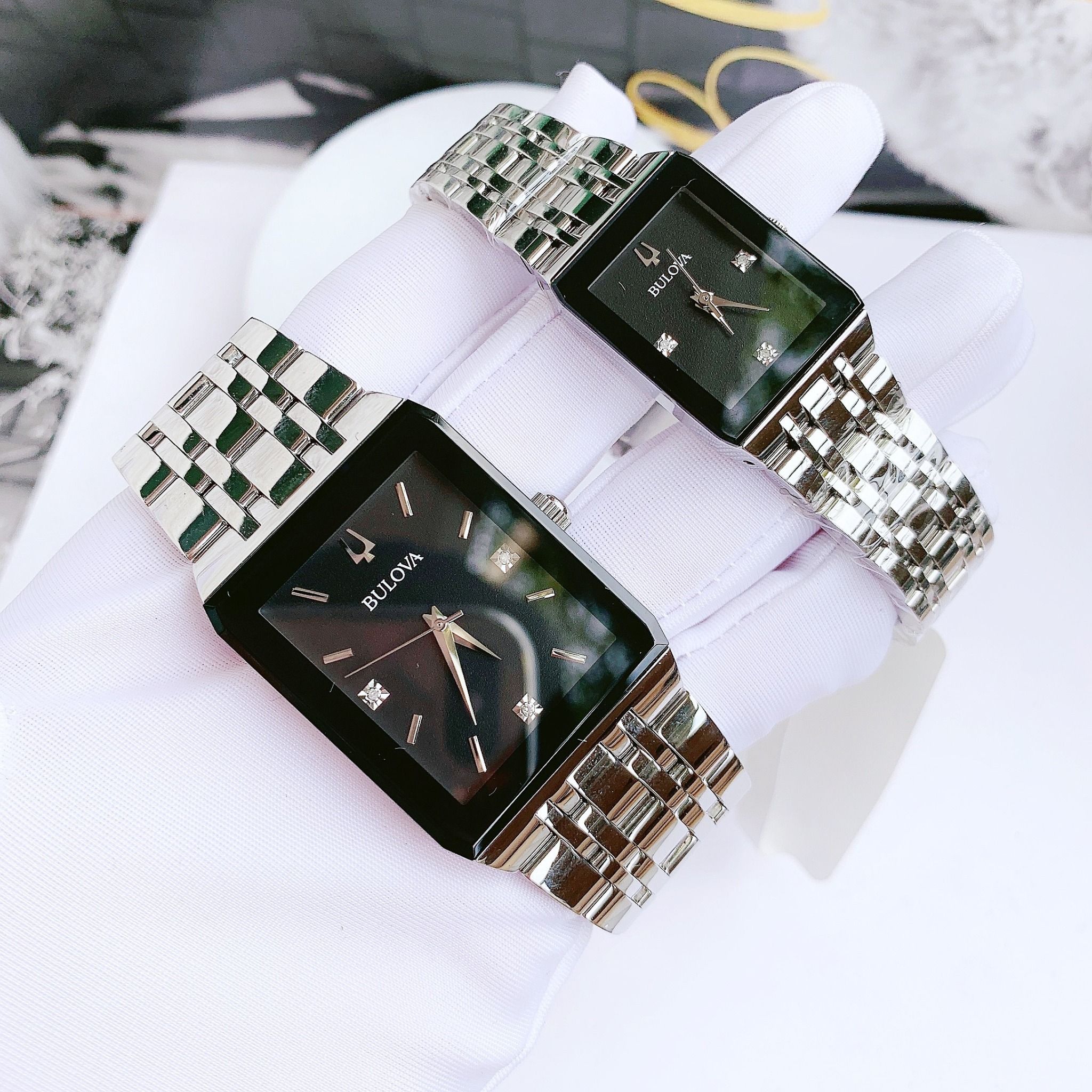 Đồng hồ Cặp Bulova Quadra Diamond Black Dial 96P202 và 96D145 – PhongWatch