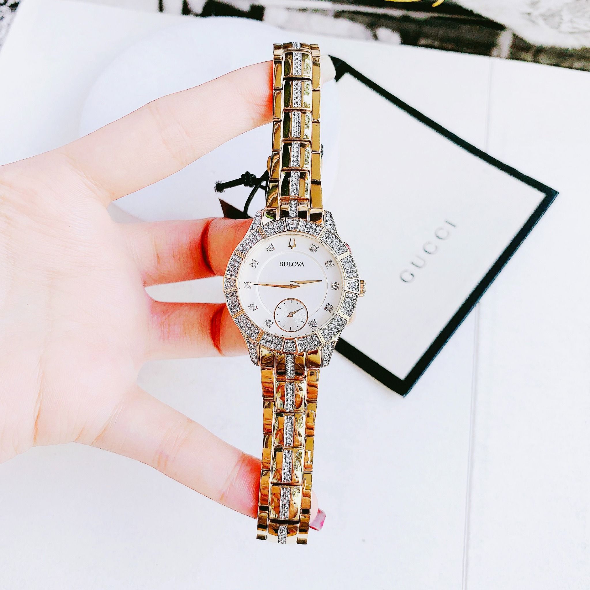 Bulova Phantom Quartz Diamond Crystal Mother of Pearl Dial 98L283 ...