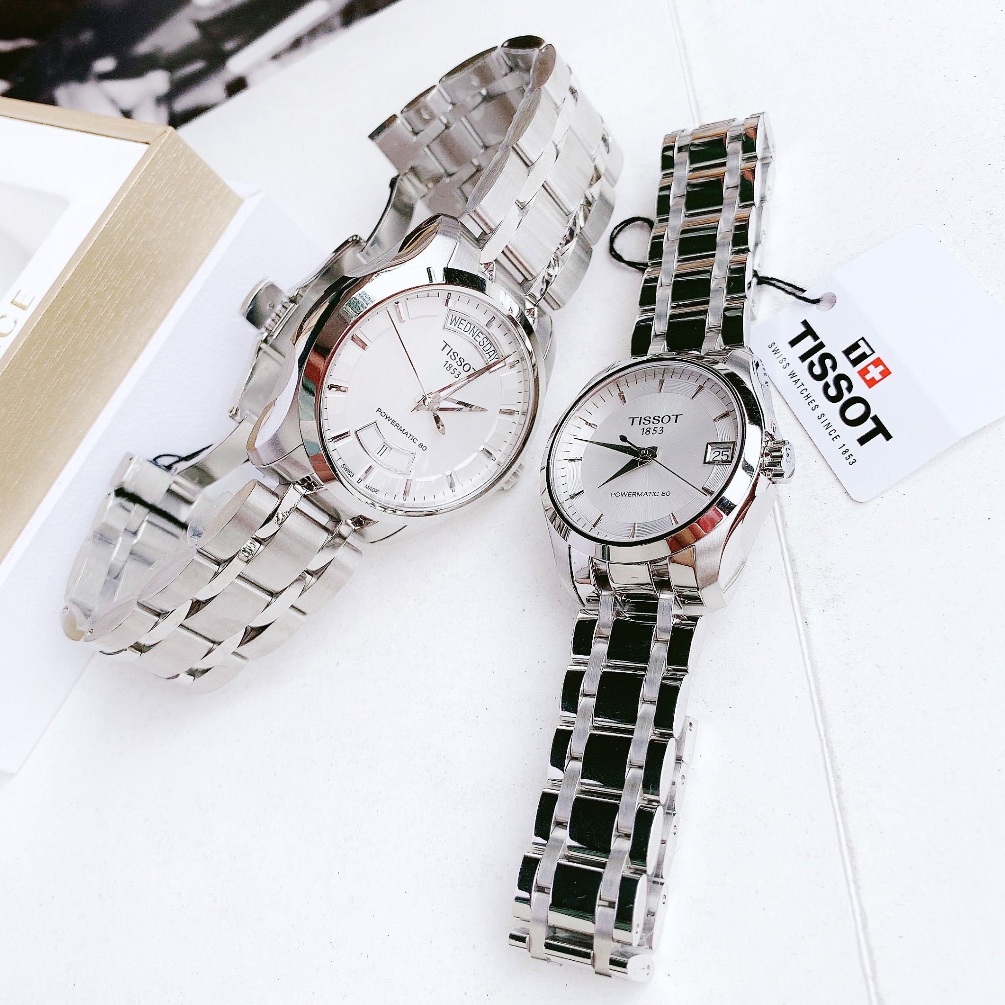 Đồng Hồ Cặp Tissot Couturier DayDate White - T035.407.11.031.01 T035.2 ...