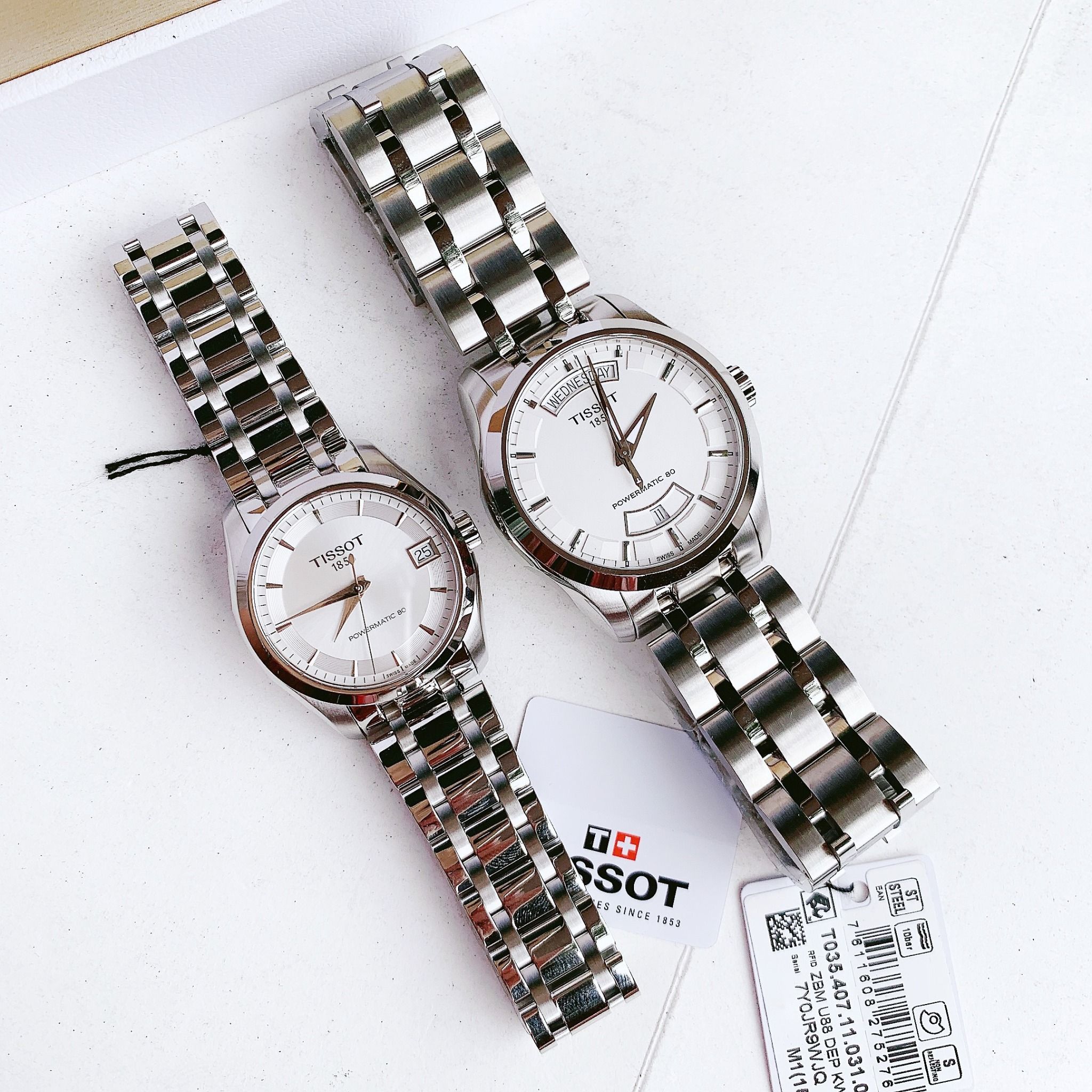 Đồng Hồ Cặp Tissot Couturier DayDate White - T035.407.11.031.01 T035.2 ...