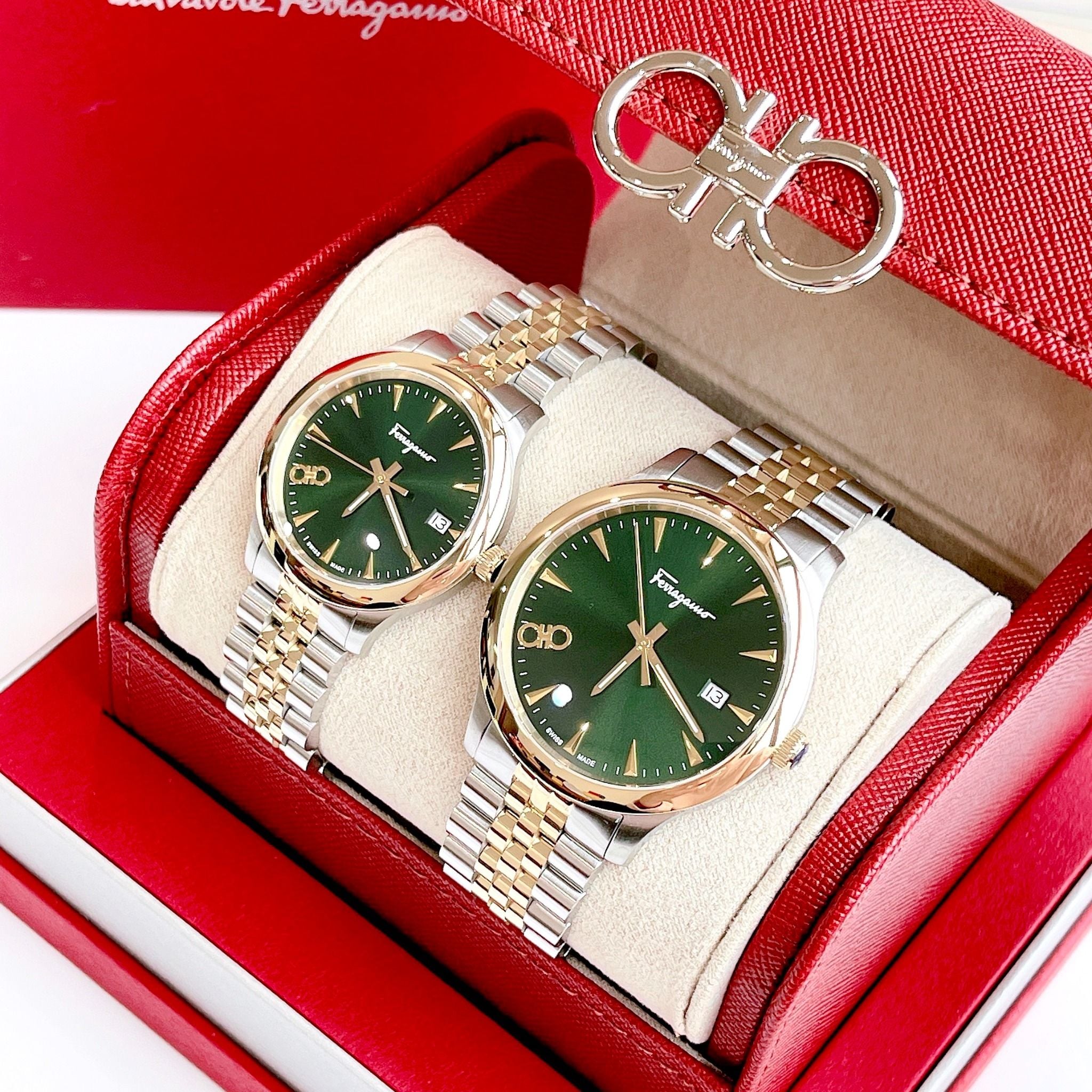 Đồng Hồ Cặp - Salvatore Ferragamo Duo Green dial Couple – PhongWatch