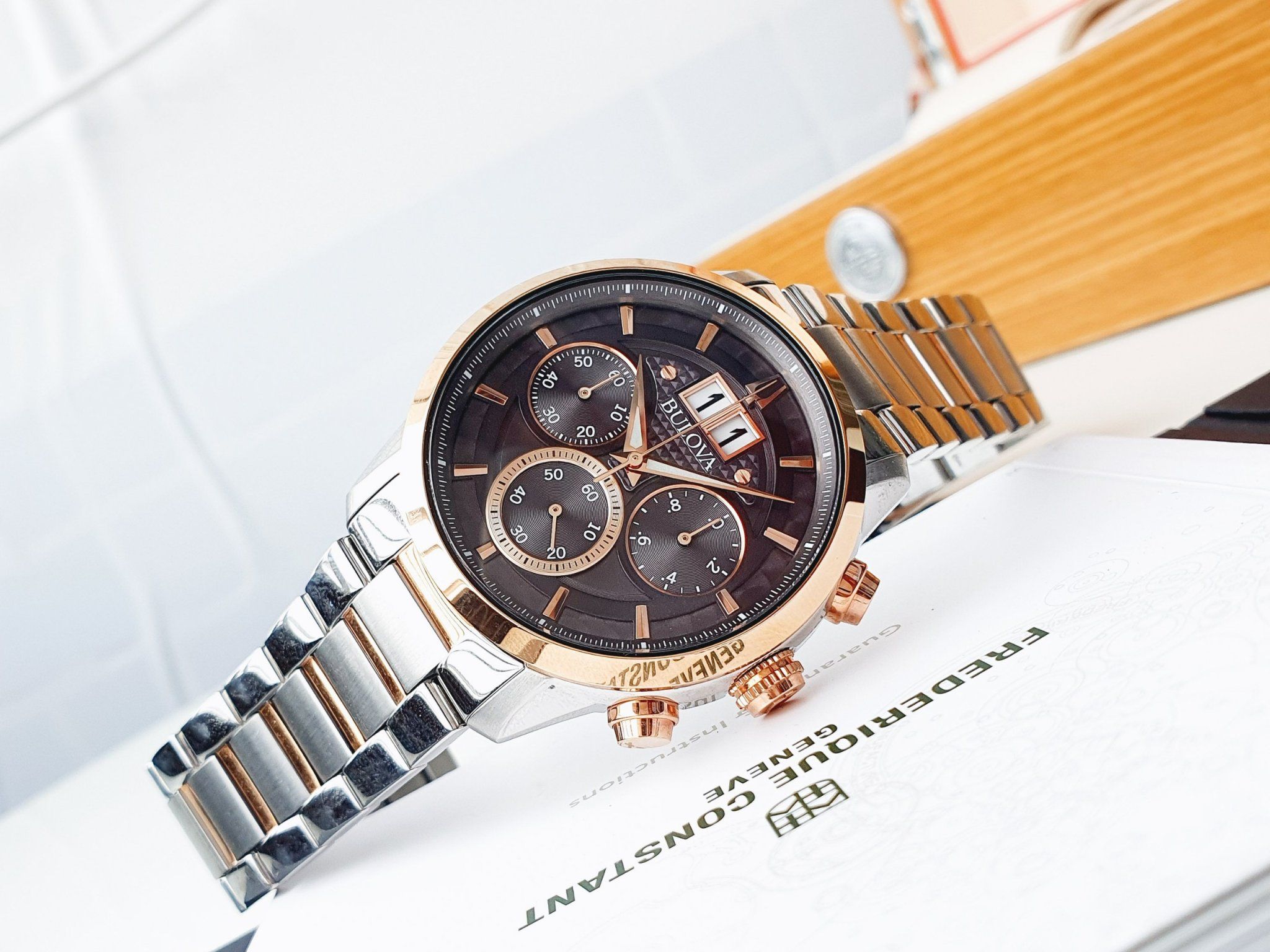 Bulova Quartz 98B335 Sutton Six-Hand Chronograph Gray Dial Watch ...