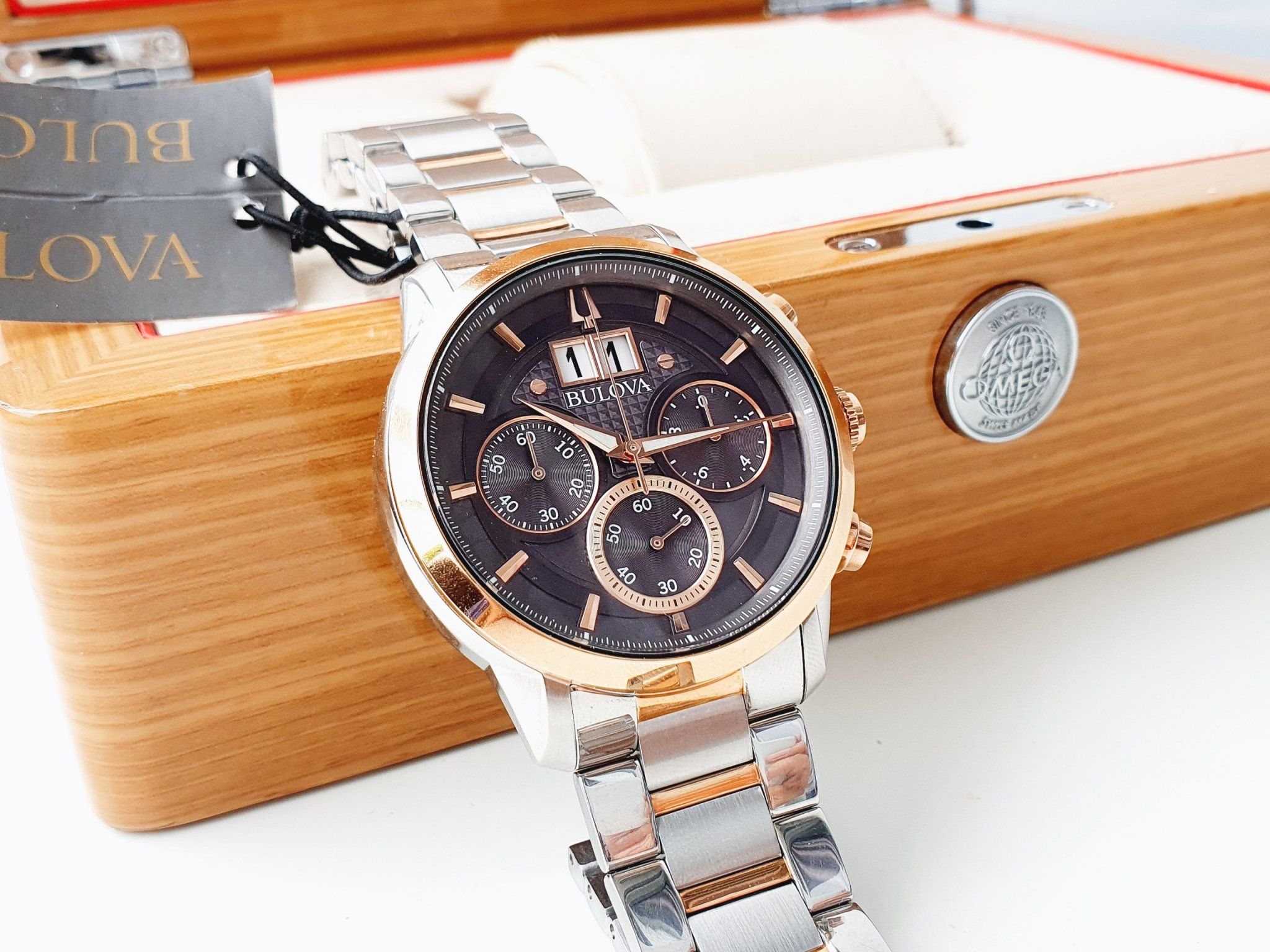Bulova Quartz 98B335 Sutton Six-Hand Chronograph Gray Dial Watch ...