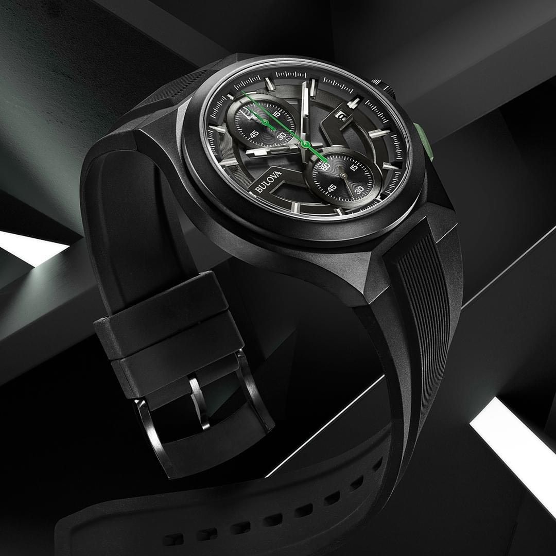 Bulova Quartz 98B381 Maquina Black & Green Chronograph - Đồng Hồ Nam ...