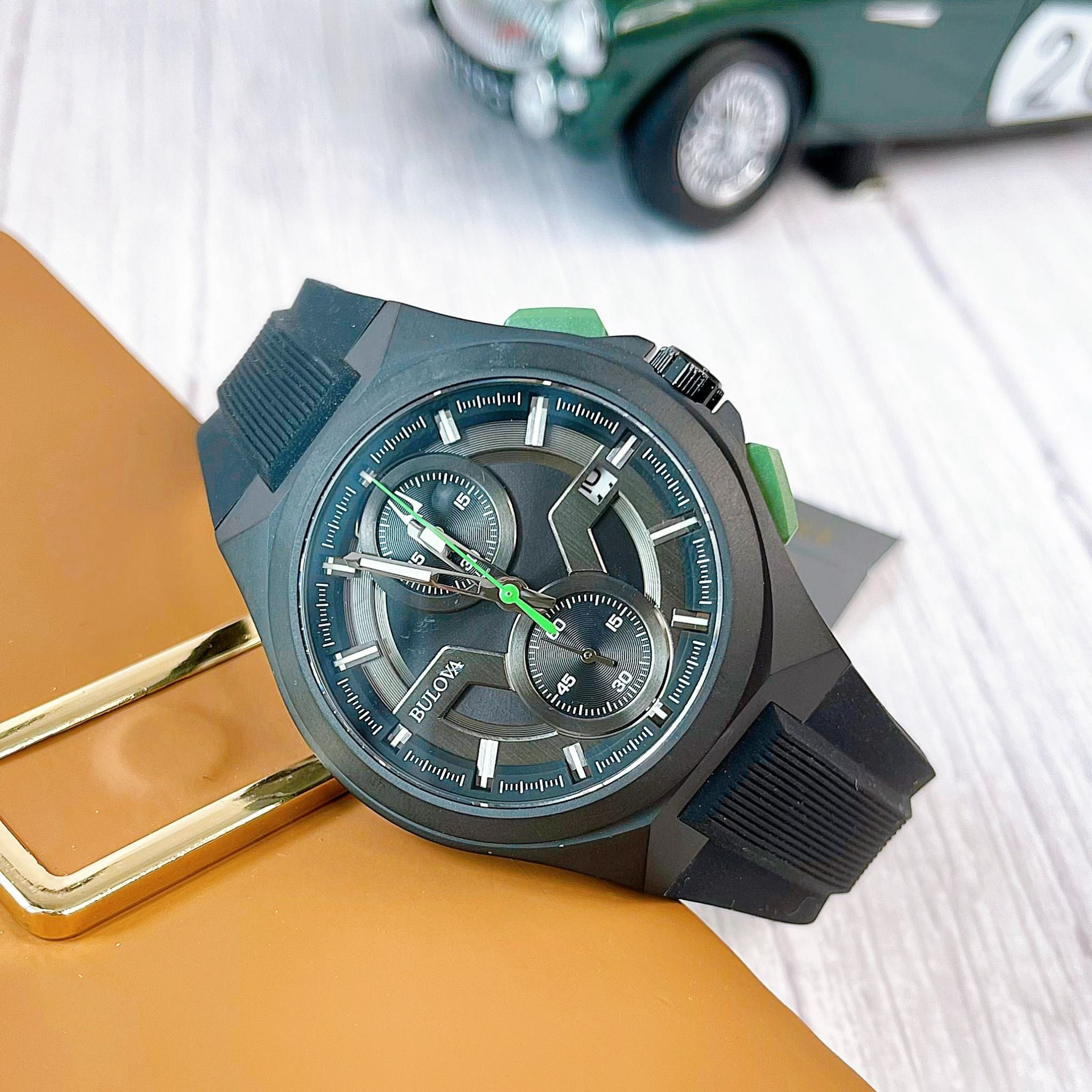 Bulova Quartz 98B381 Maquina Black & Green Chronograph - Đồng Hồ Nam ...