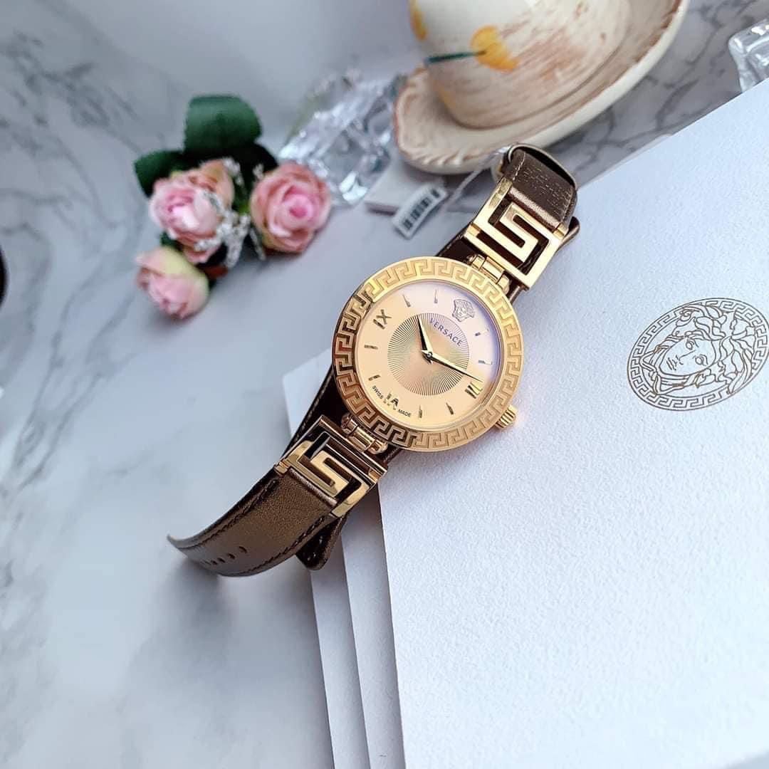 Versace V-SIGNATURE VLA040014 Swiss Brown Watch 35mm BRONZE - Đồng Hồ ...