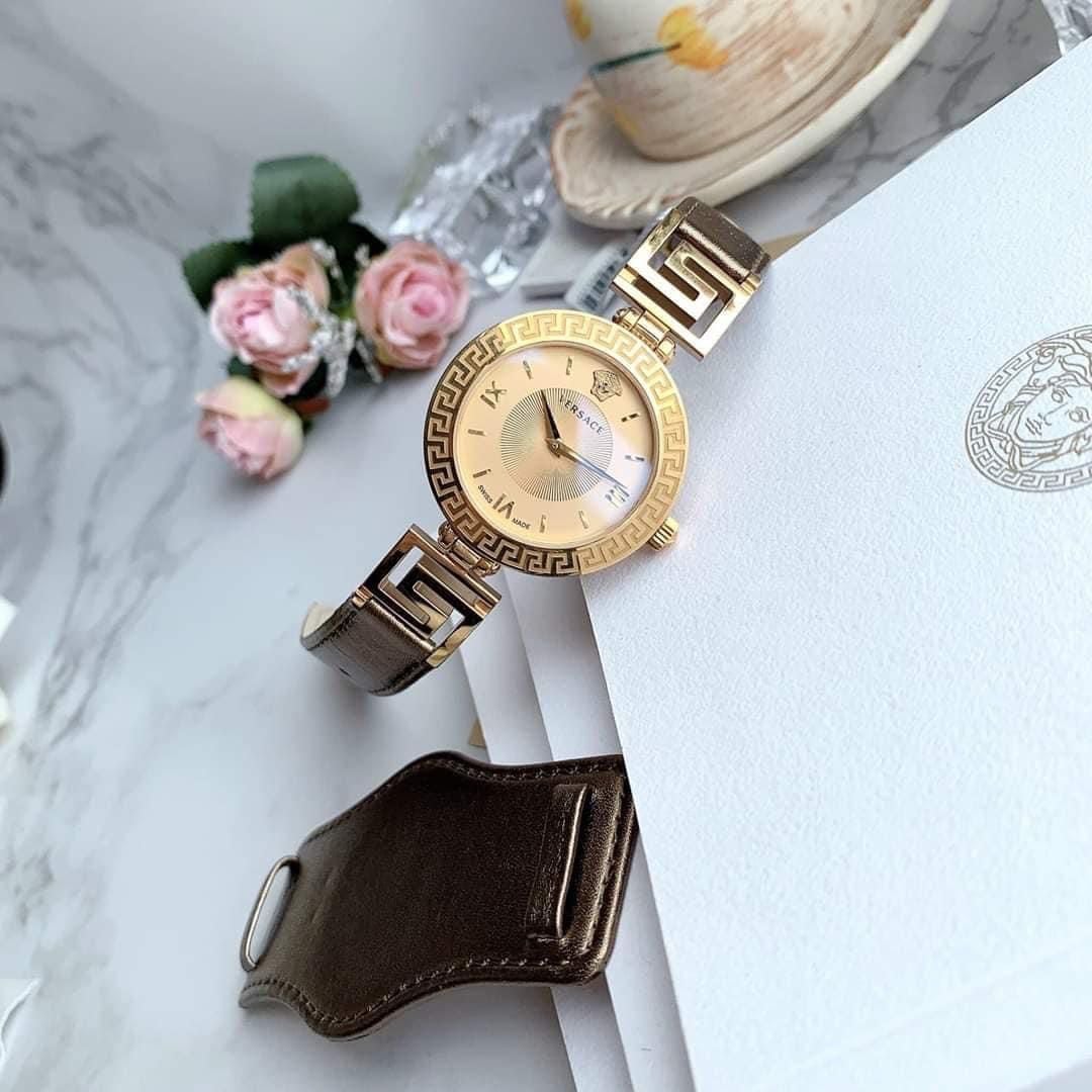 Versace V-SIGNATURE VLA040014 Swiss Brown Watch 35mm BRONZE - Đồng Hồ ...