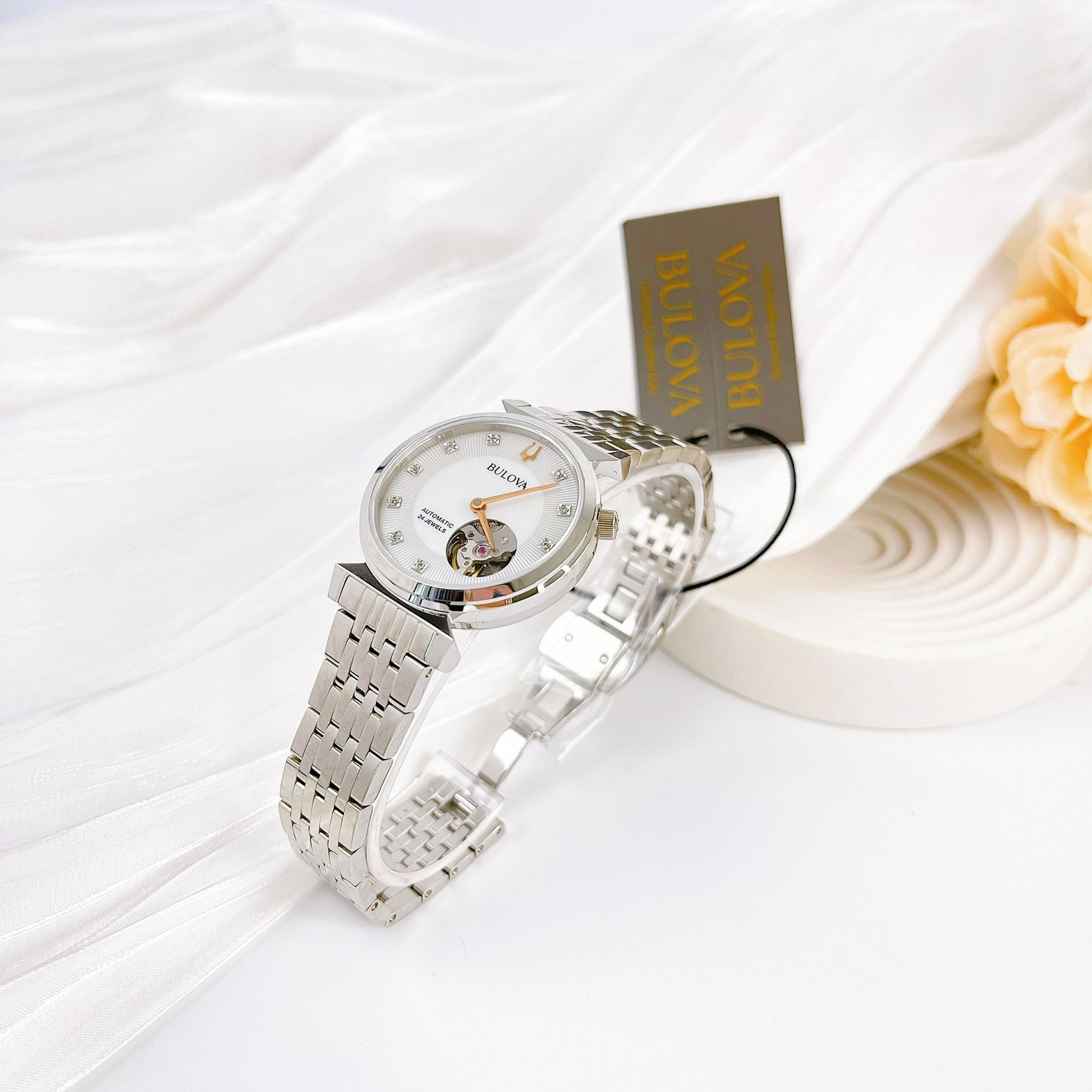 Bulova Regatta Automatic 96P222 White Dial Silver Tone - Đồng Hồ Nữ ...