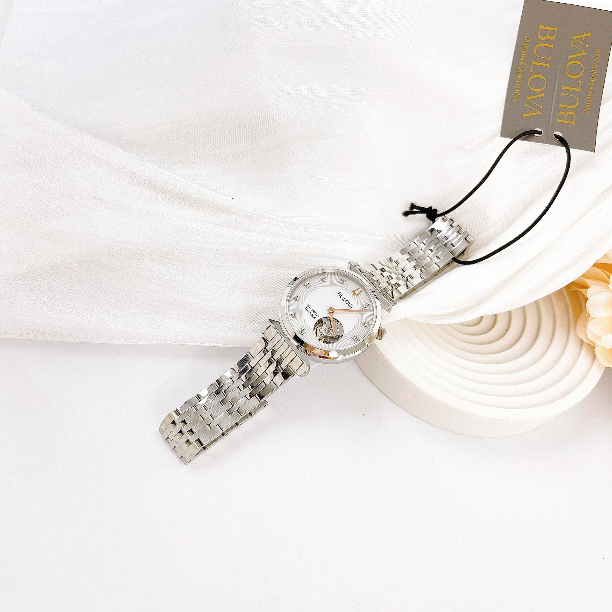 Bulova Regatta Automatic 96P222 White Dial Silver Tone - Đồng Hồ Nữ ...