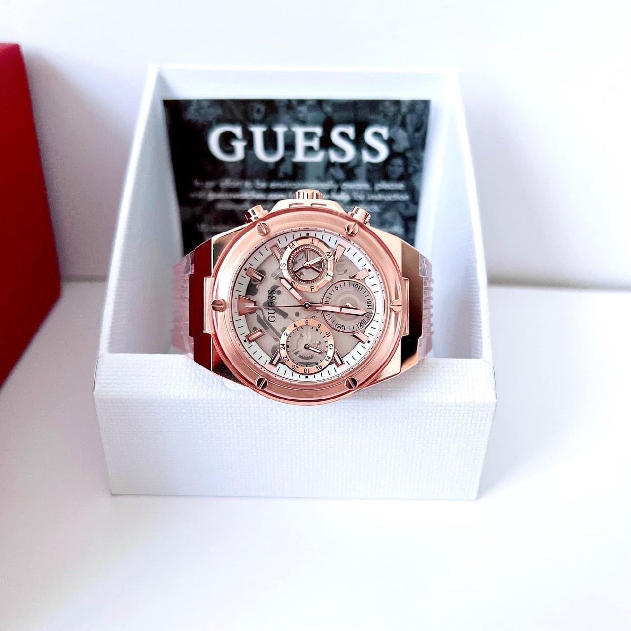 Guess Quartz GW0409L3 Pink Transparent Multifunction Watch - Đồng Hồ N ...