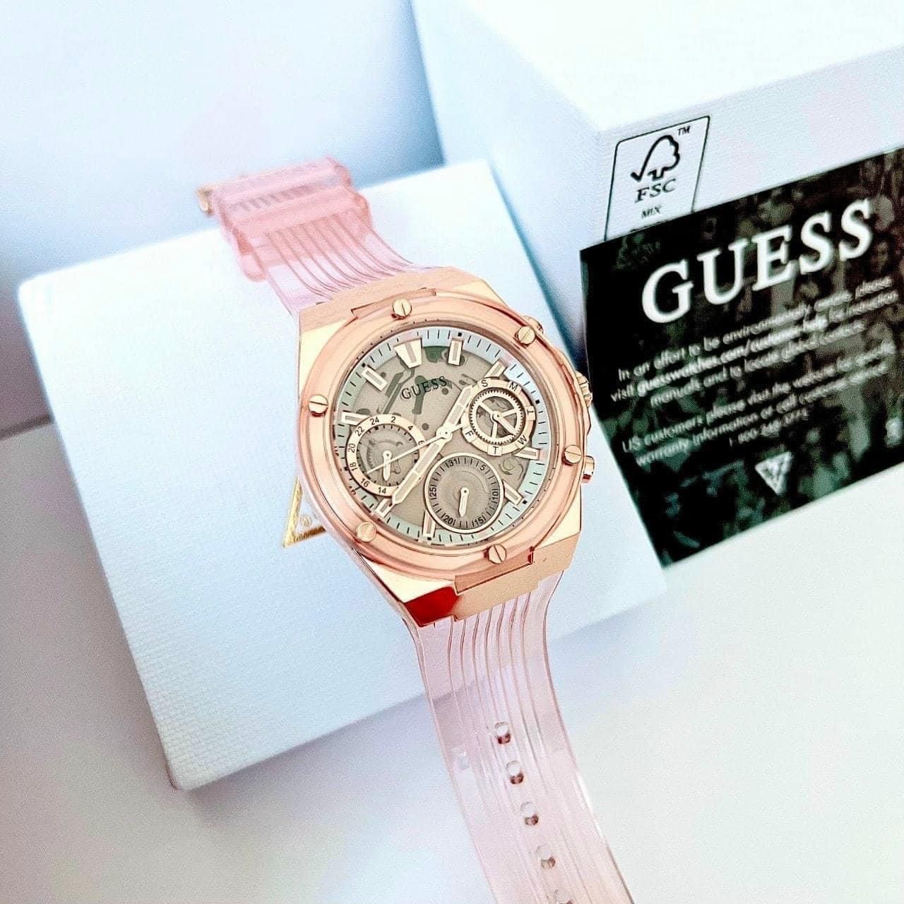 Guess Quartz GW0409L3 Pink Transparent Multifunction Watch - Đồng Hồ N ...