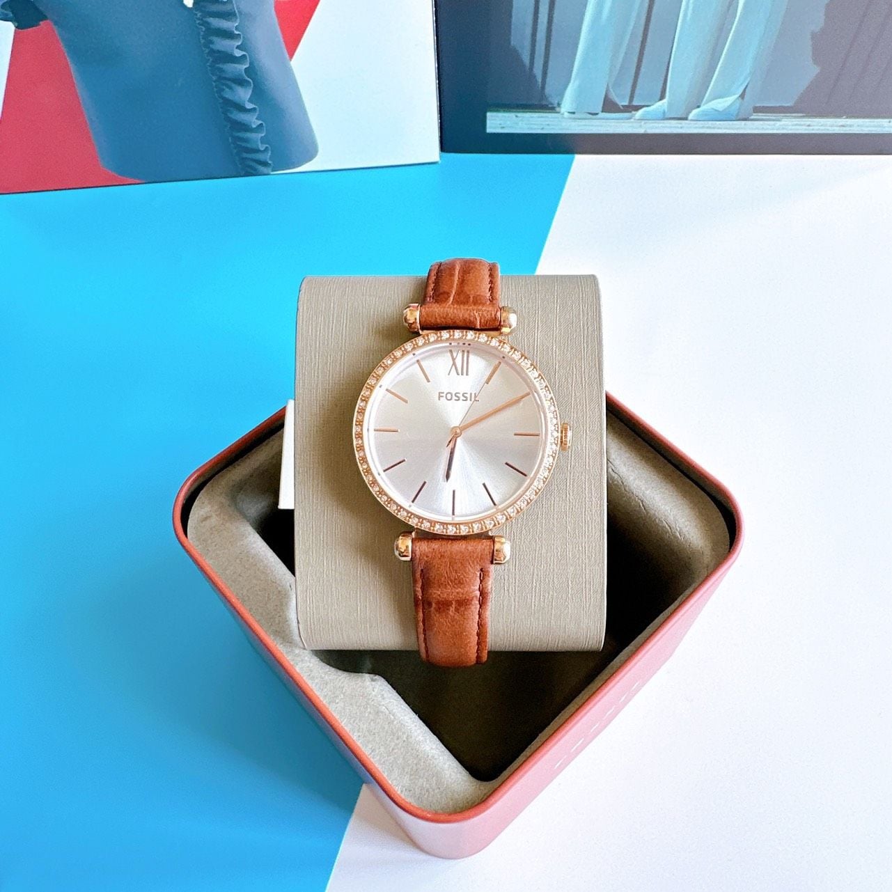 Fossil Quartz BQ3732 Tillie Three-Hand Brown Leather Watch - Đồng Hồ N ...
