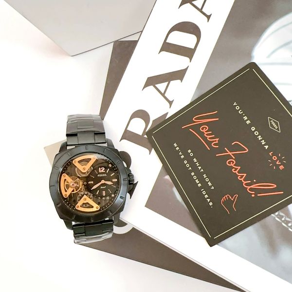 Fossil Automatic BQ2788 Privateer Twist Black Stainless Steel Watch ...