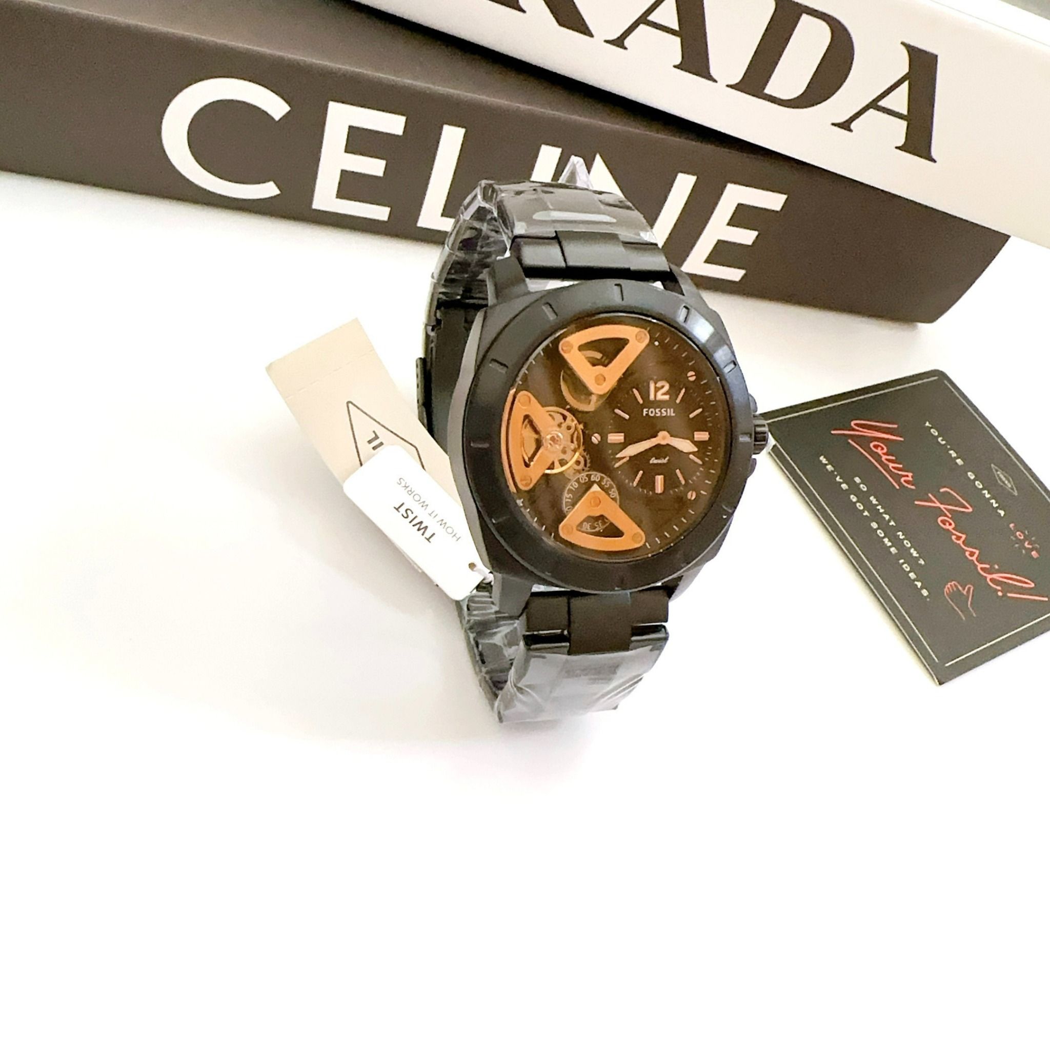 Fossil Automatic BQ2788 Privateer Twist Black Stainless Steel Watch ...