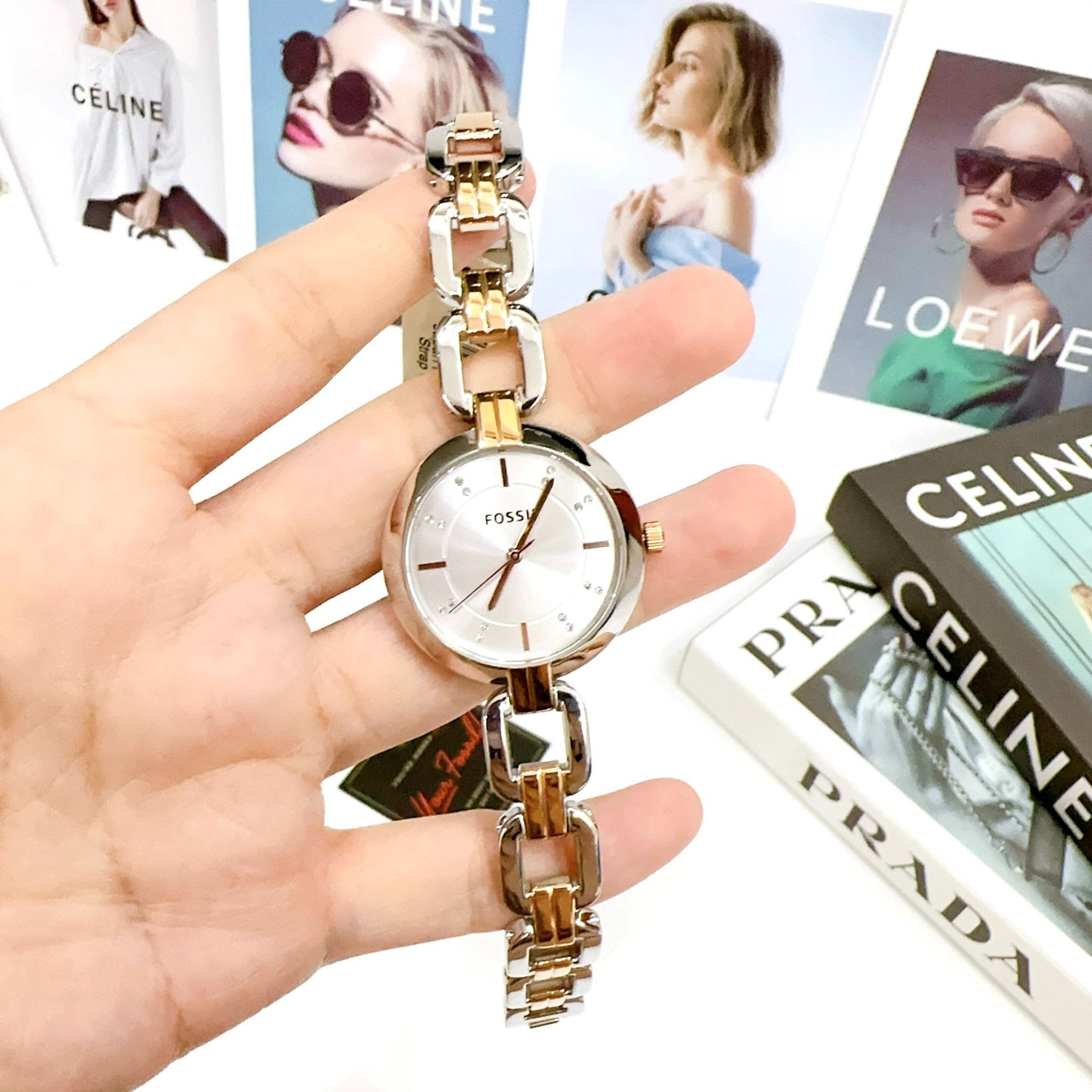 Fossil Quartz BQ3341 Kerrigan Three-Hand Two-Tone Stainless Steel Watc ...