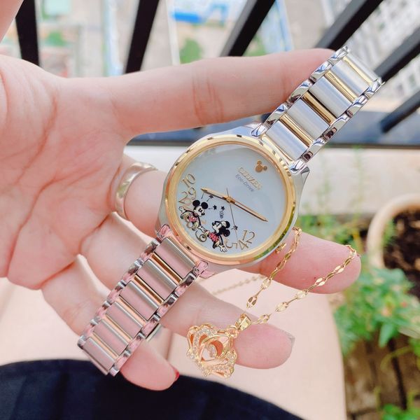 Citizen Eco-drive EM0754-59W Disney Falling Mickey & Minnie Mouse ...