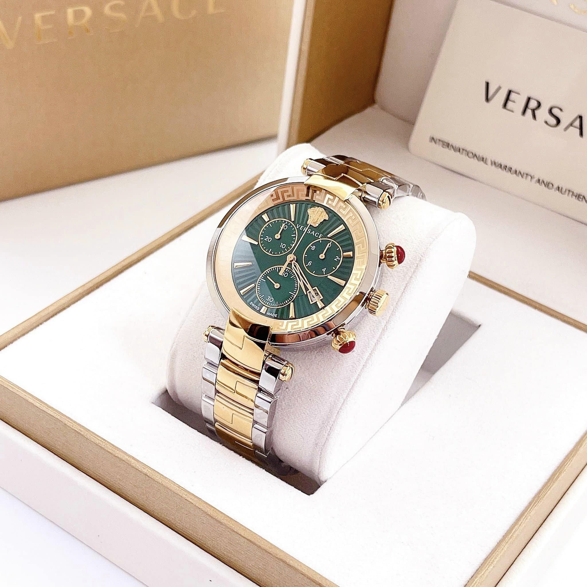 Versace Revive Quartz VE2M00521 Green Dial Gold Silver Stainless Steel ...
